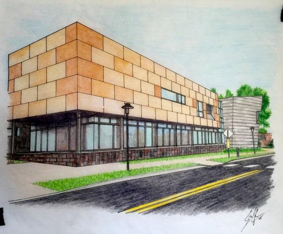 Custom Architecture Hand Drawing Color - Etsy