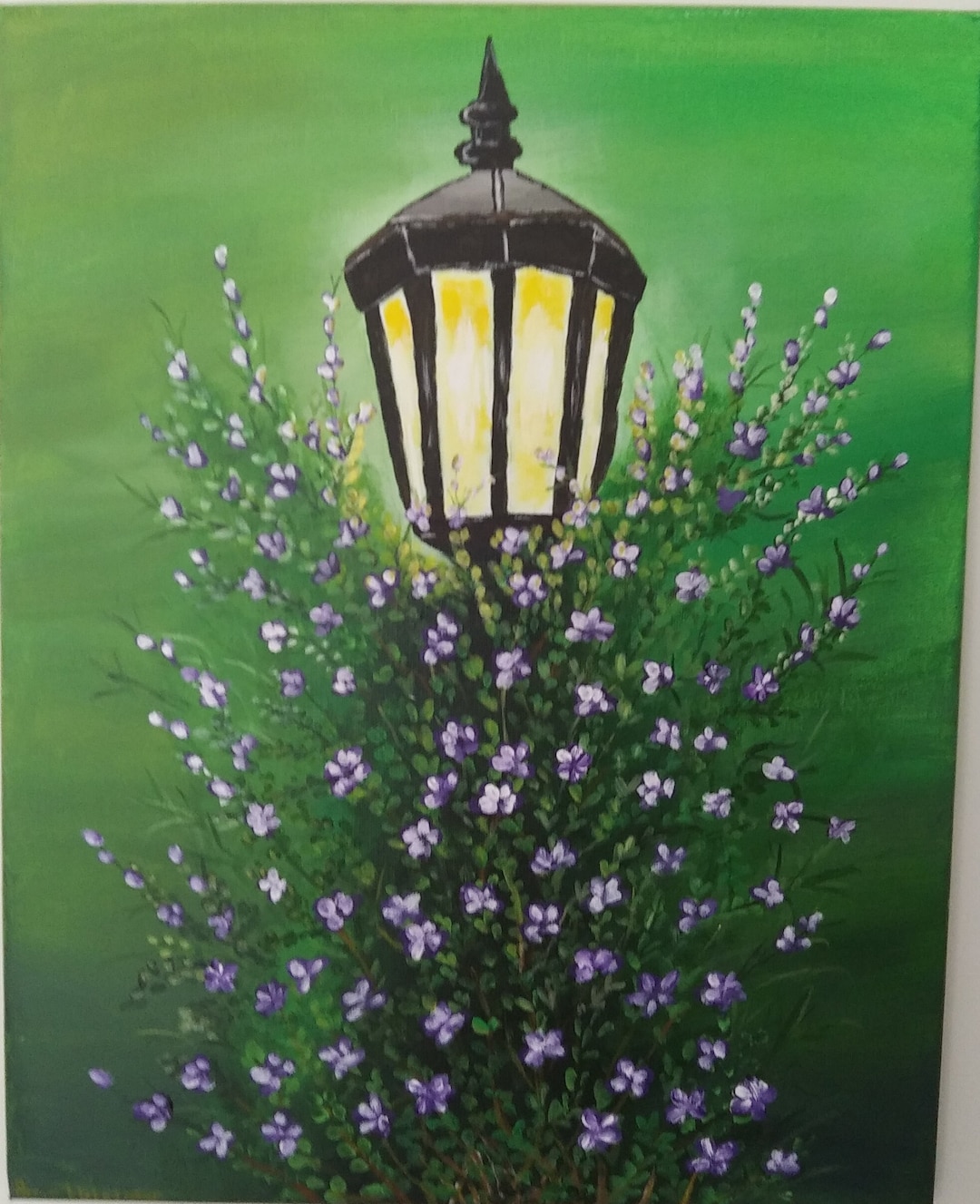 Hand Painted Glowing Lamp Post With Beautiful Flowers Painting ...