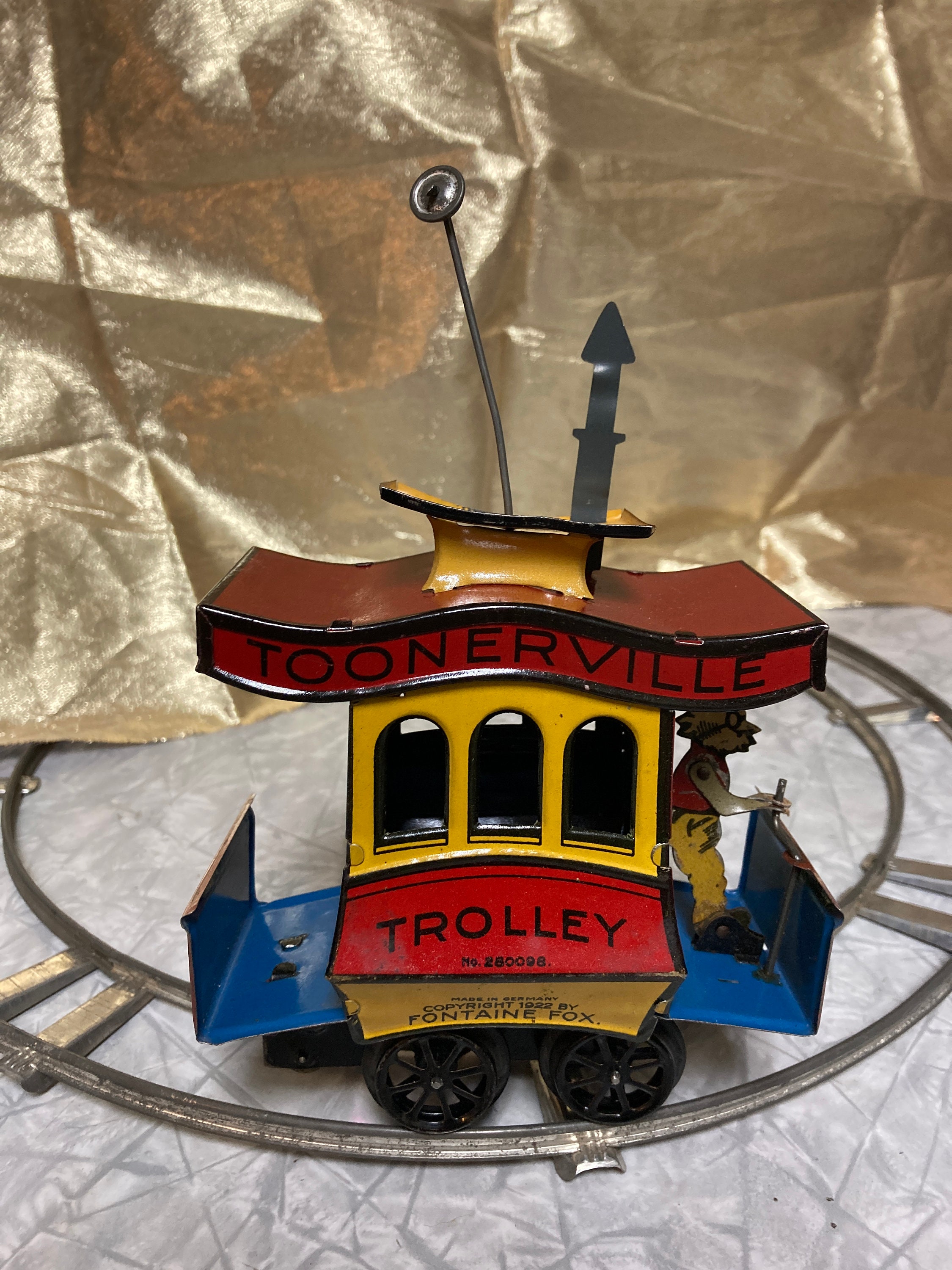 Vintage 1922 Toonerville Trolley Antique Tin Windup Railroad Railcar ...