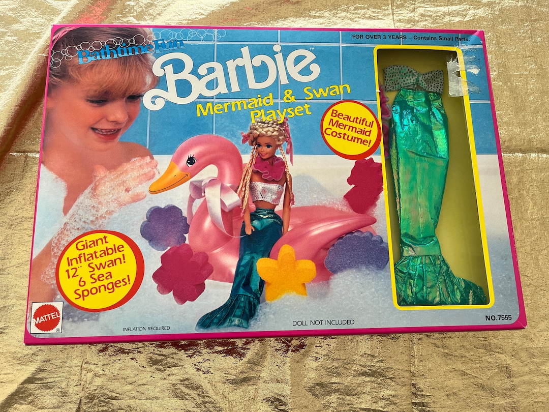 Vintage Barbie Mermaid and Swan Playset With Barbie Mermaid Costume ...