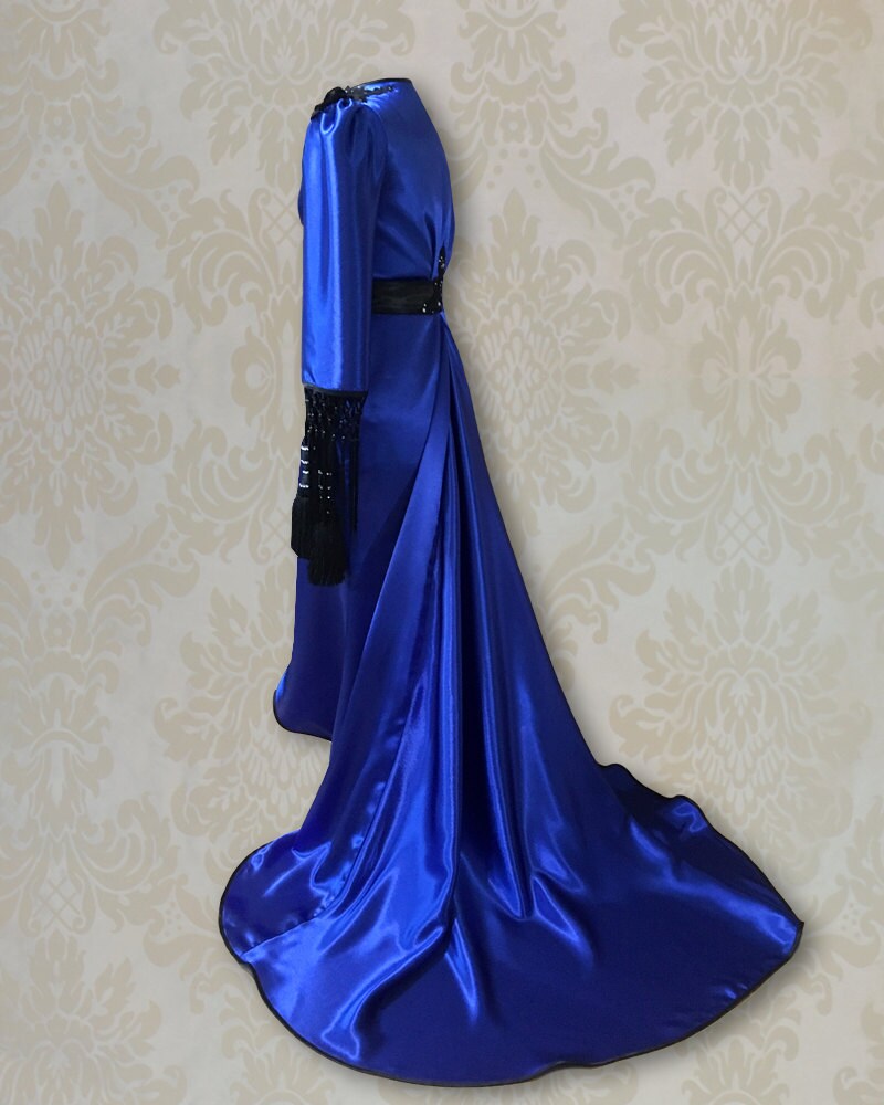 Valerie Boudoir Luxury Fish Tail Satin Robe With Lace Applicay and ...