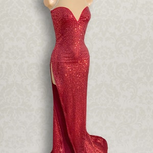 Jessica Rabbit Sequins Backless Gown With Plunge Neck and - Etsy
