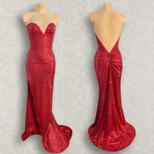 Jessica Rabbit Sequins Backless Gown With Plunge Neck and - Etsy