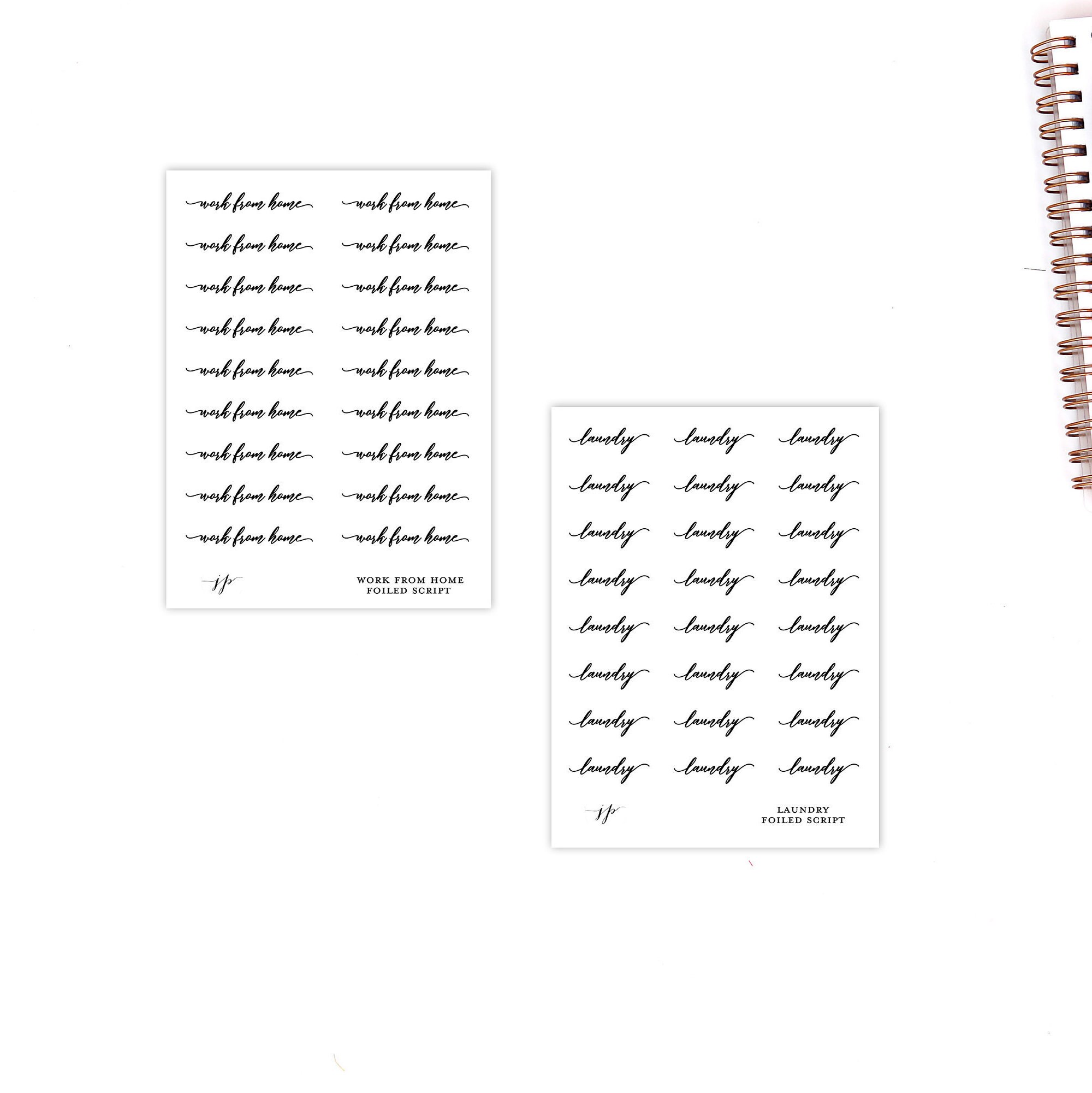 Dainty Foiled Script Words on Clear Matter Background | Etsy