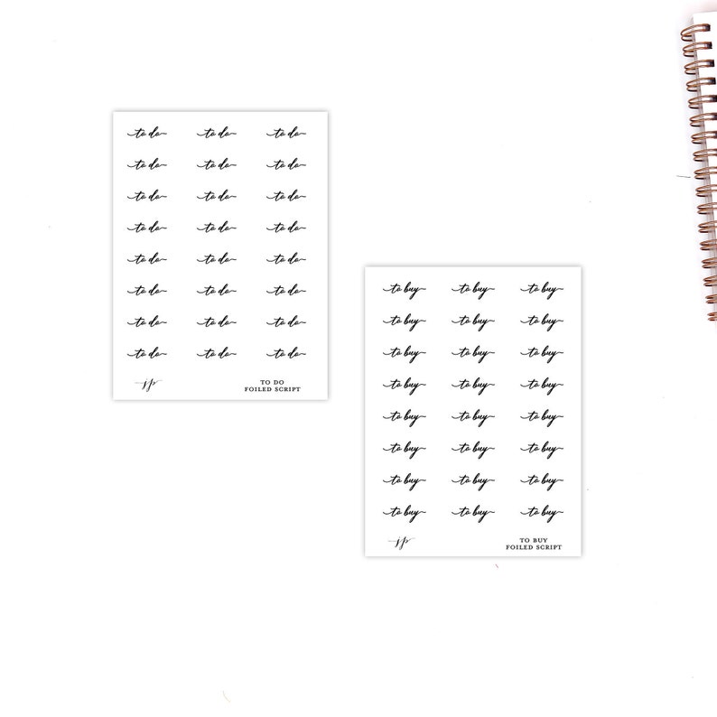 Dainty Foiled Script Words on Clear Matter Background | Etsy