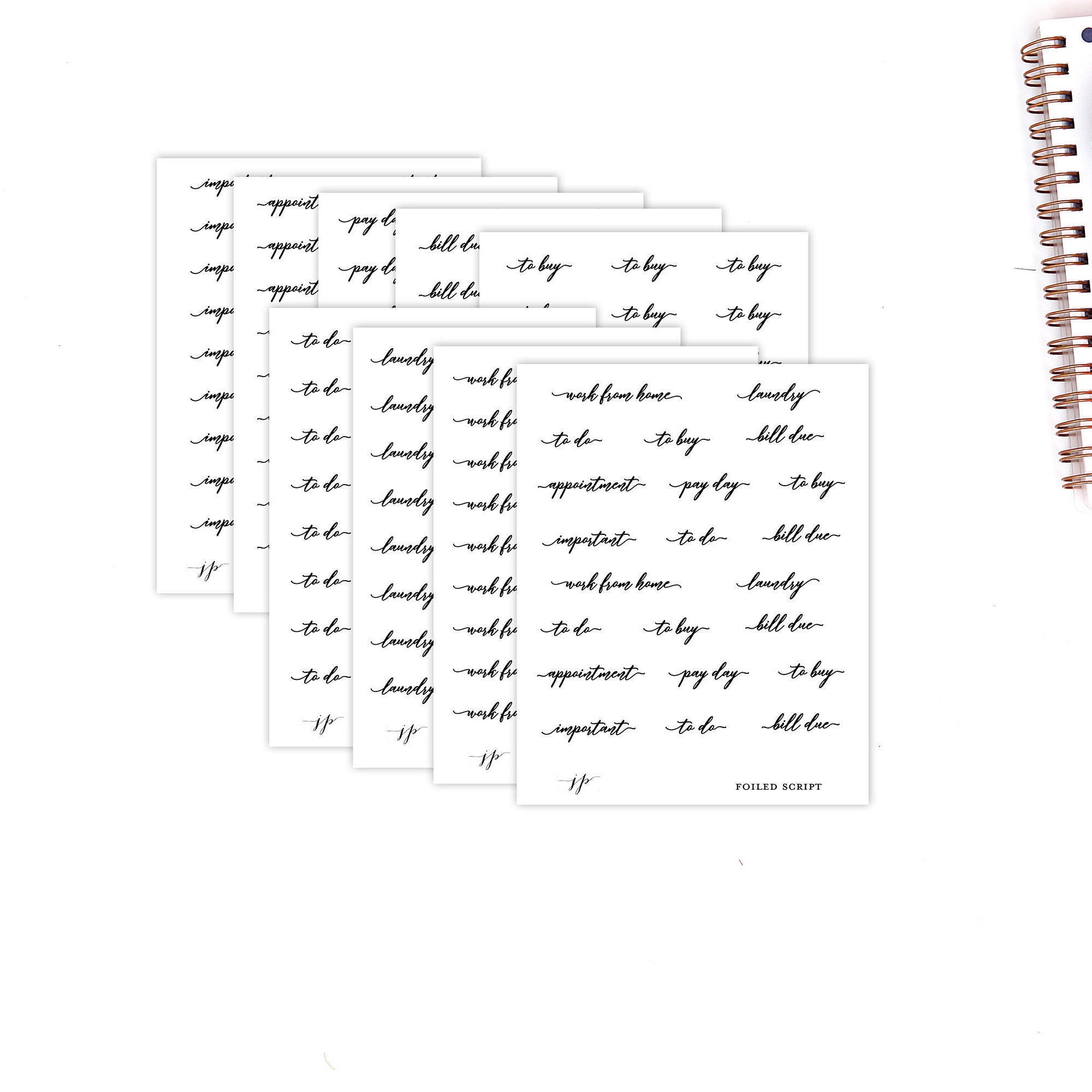 Dainty Foiled Script Words on Clear Matter Background | Etsy