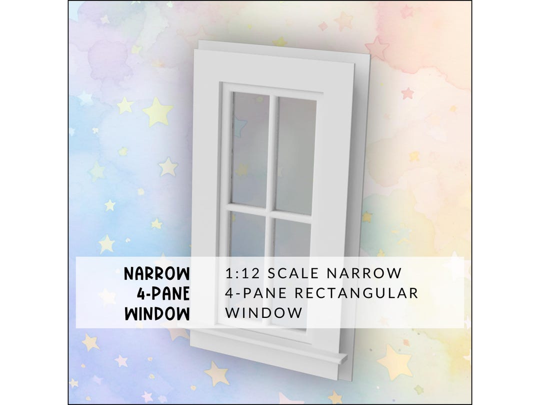 1:12 Scale Narrow 4-pane Window | Miniature Dollhouse Accessory | Doll ...