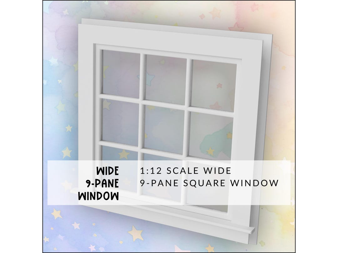 1:12 Scale Wide 9-pane Window | Miniature Dollhouse Accessory | Doll ...