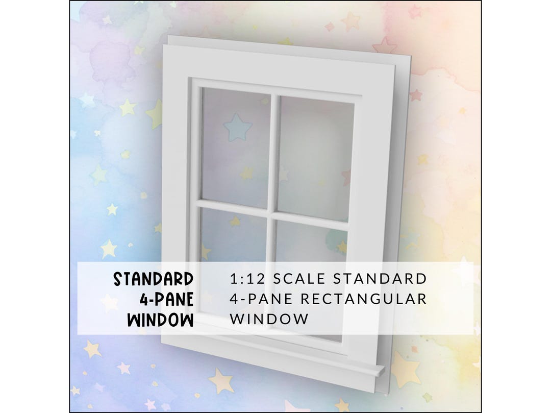 1:12 Scale Standard 4-pane Window | Miniature Dollhouse Accessory ...