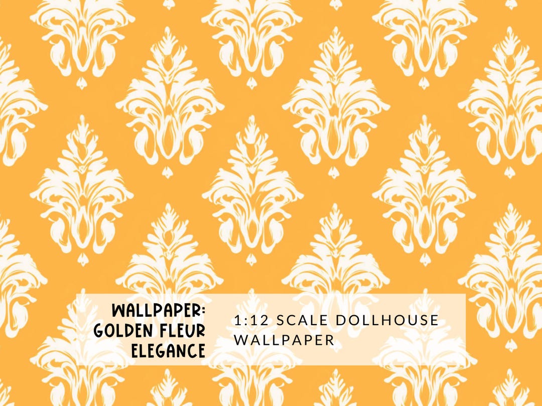 1:12 Scale Wallpaper Golden Fleur Elegance | Miniature Dollhouse Kit ...