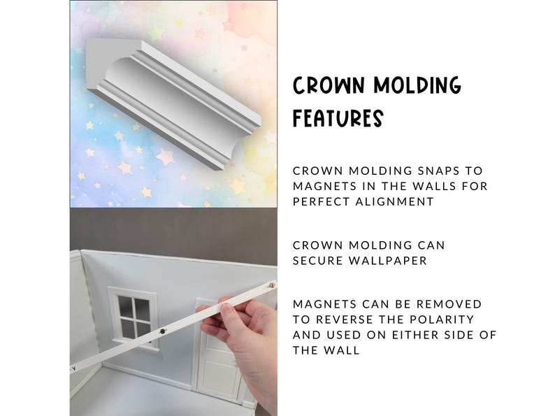 1:12 Scale Crown Molding (style A) | Miniature Dollhouse Kit | Room Box Ceiling Trim | Modular ...
