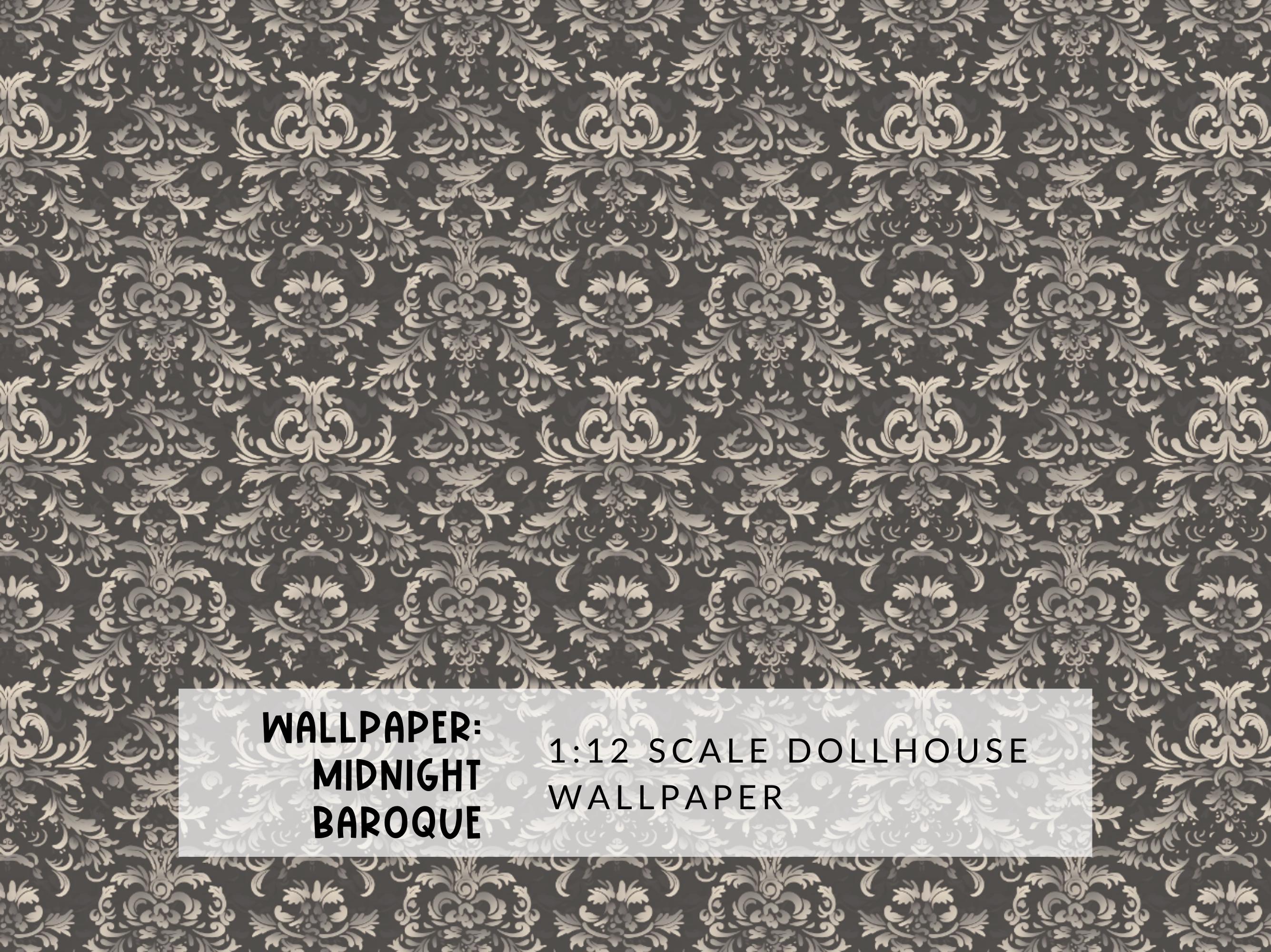 1:12 Scale Wallpaper Midnight Baroque | Miniature Dollhouse Kit | Doll ...