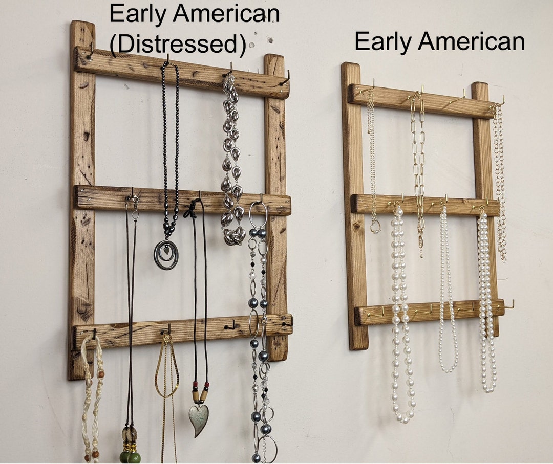 Necklace Ladder Display Hanger. Wall Mounted Decorative Jewelry Holder ...