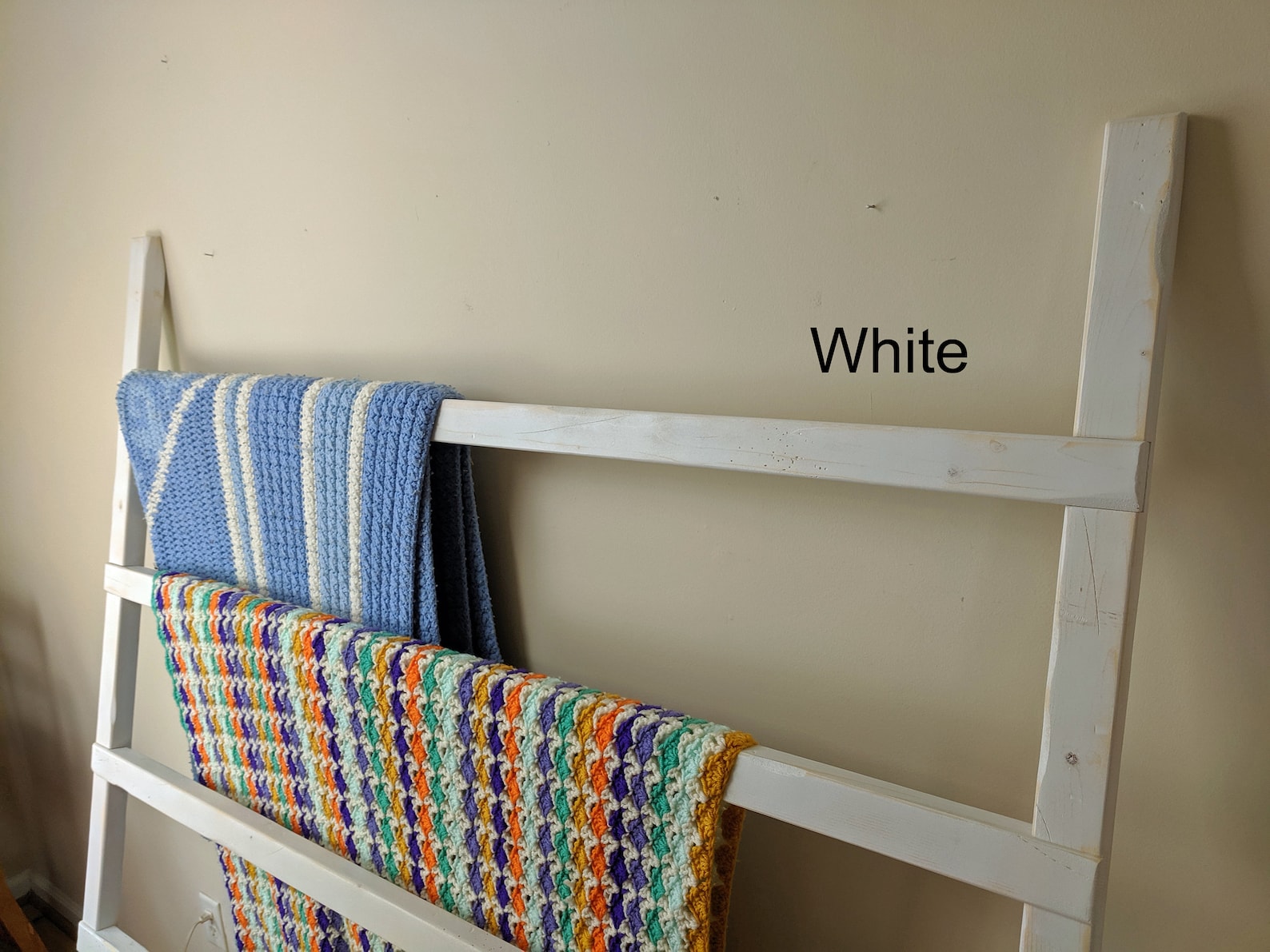 Painted Extra Wide Blanket Ladder, Very Large Farmhouse Quilt Rack ...