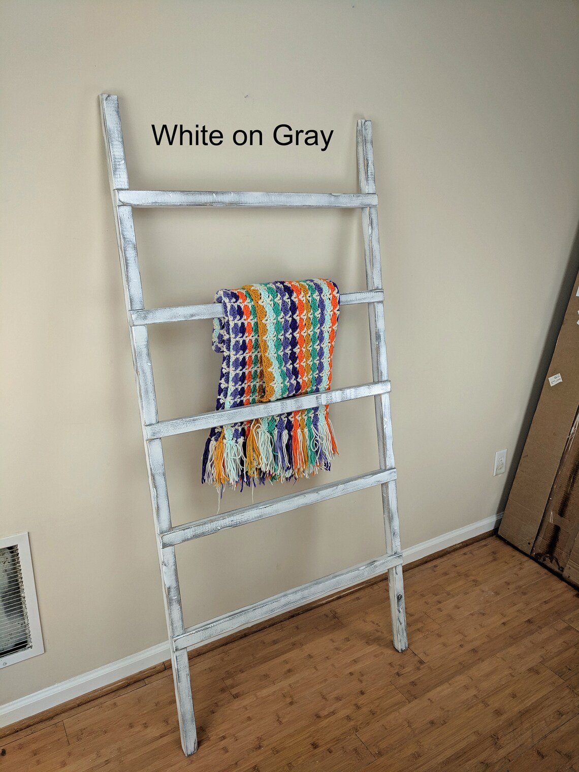 Painted Extra Wide Blanket Ladder, Very Large Farmhouse Quilt Rack ...