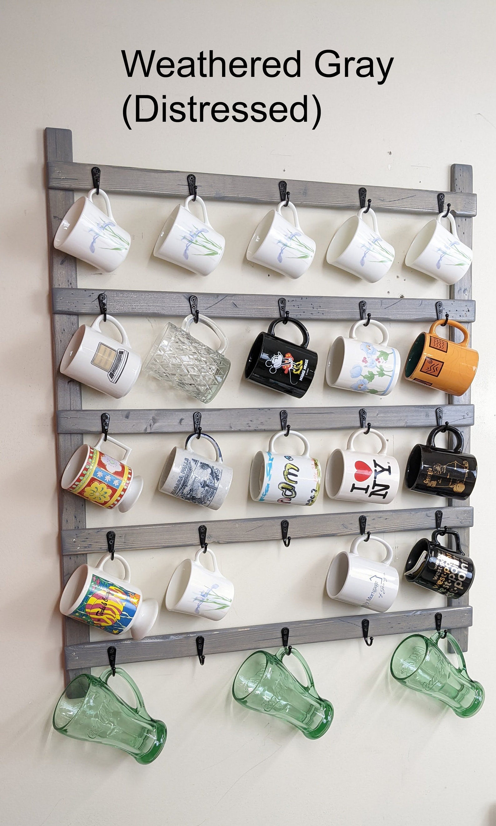 Coffee Mug Ladder Rack Decorative Cup Display Distressed - Etsy