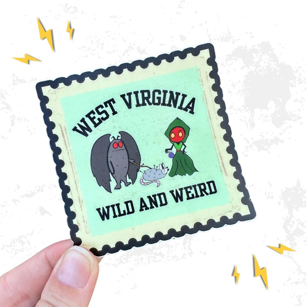 Wild and Weird WV Stamp Magnet - Mothman - Flatwoods Monster - Possum ...