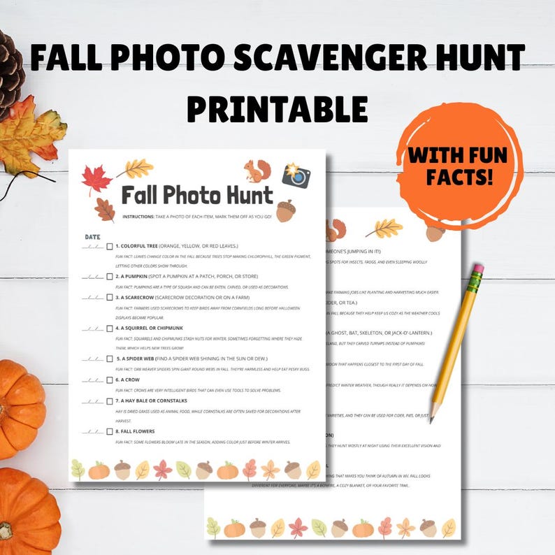 Fall Photo Scavenger Hunt Printable | Autumn Activity for Kids ...