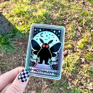 Mothman Tarot Card Sticker - Holographic Cryptid Decal for Water ...