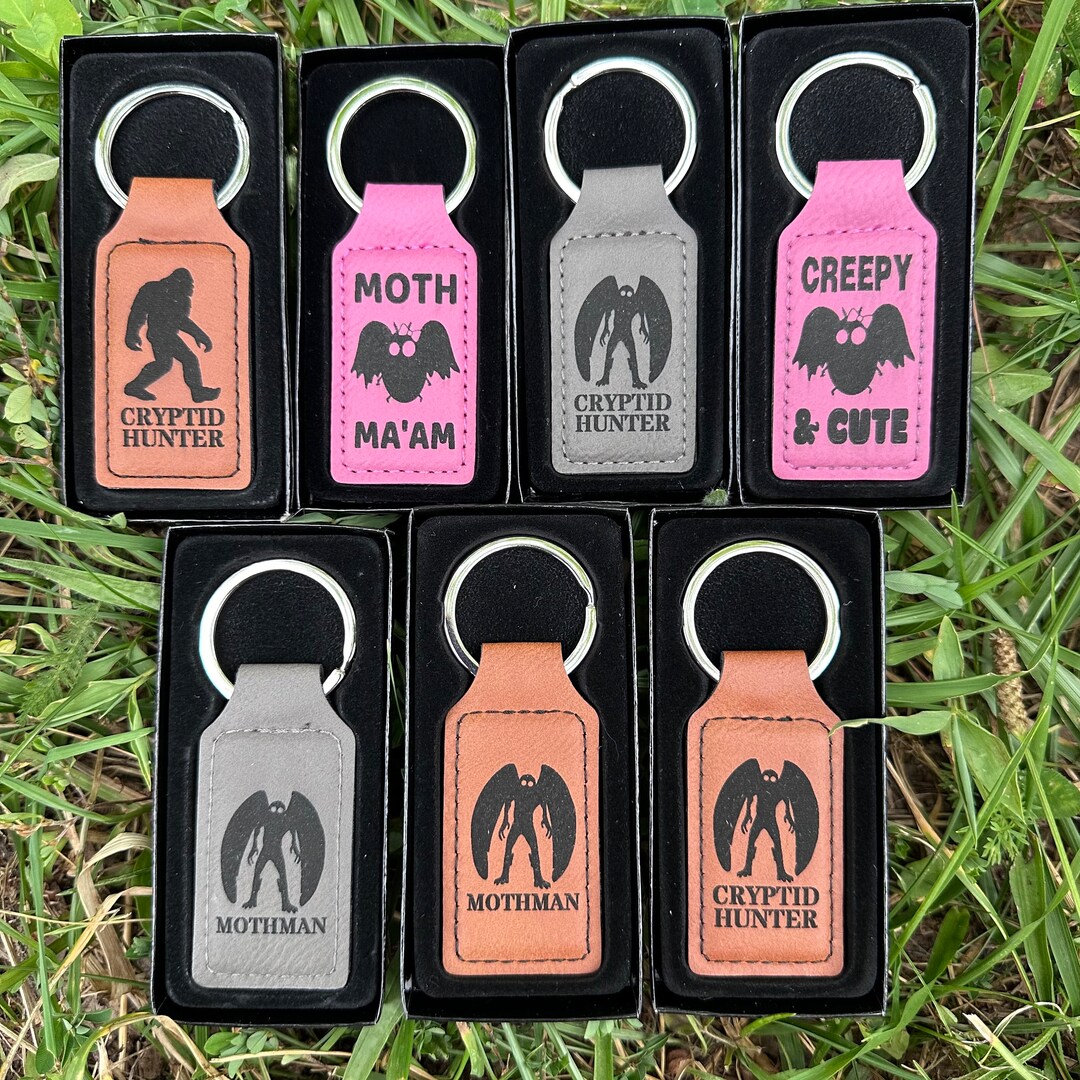 Cryptid Leather Keychain Mothman Bigfoot Cryptid Hunter - Etsy