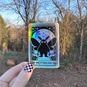 Mothman Tarot Card Sticker - Holographic Cryptid Decal for Water ...
