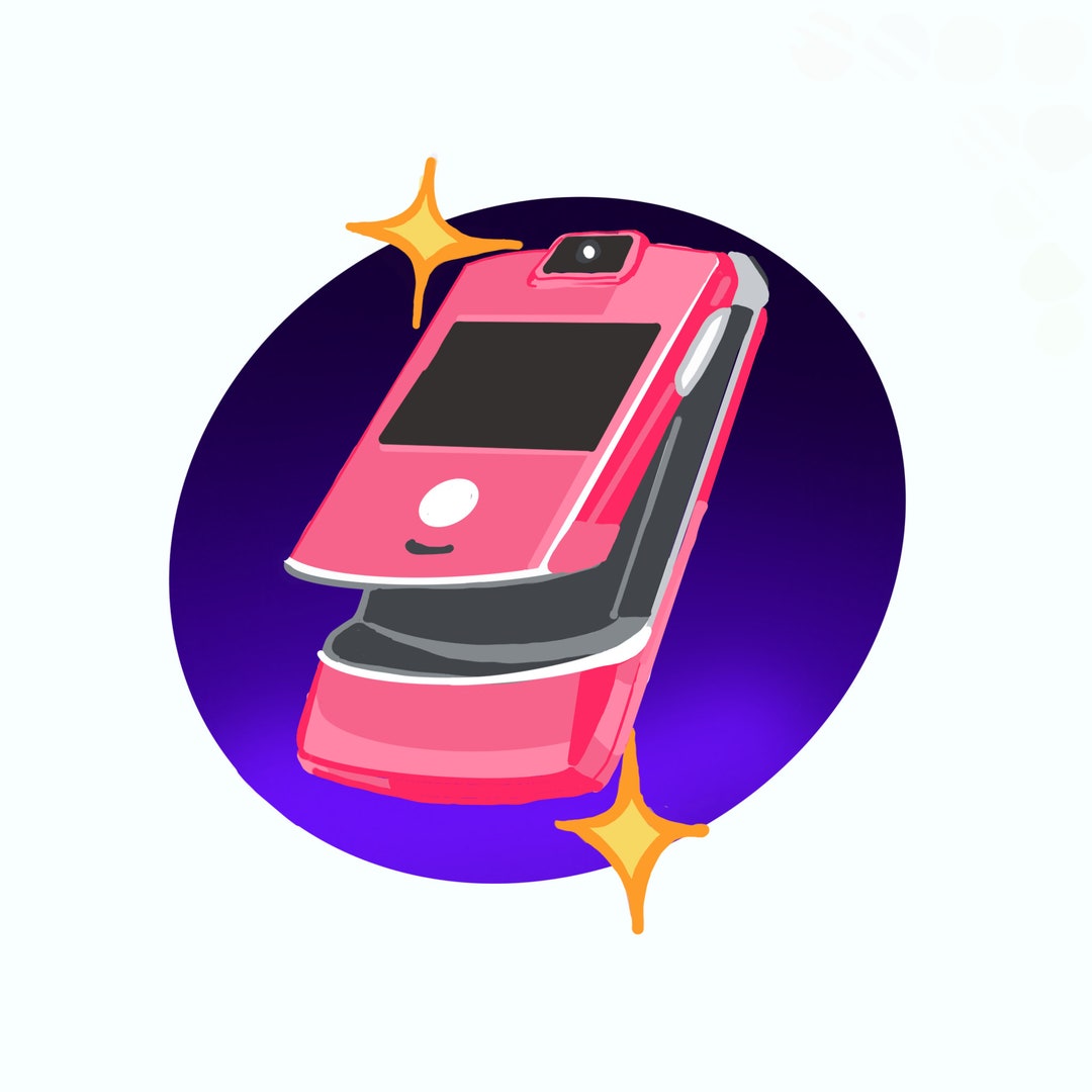 Pink Flip Phone Cross Stitch Pattern Etsy