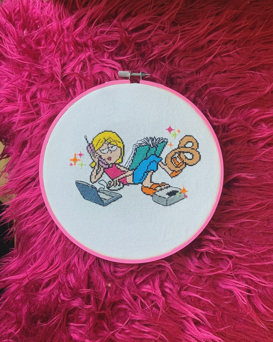 Hand Stitched Lizzie Mcguire Cartoon Cross-stitch Wall Hanging - Etsy