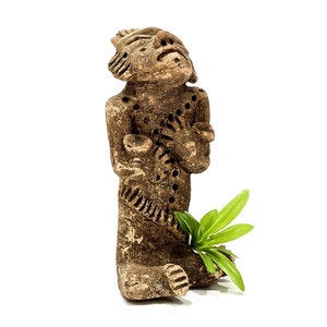 VINTAGE: Antique Unique Aztec Mayan Clay Figurine - Mexican Folk Art ...