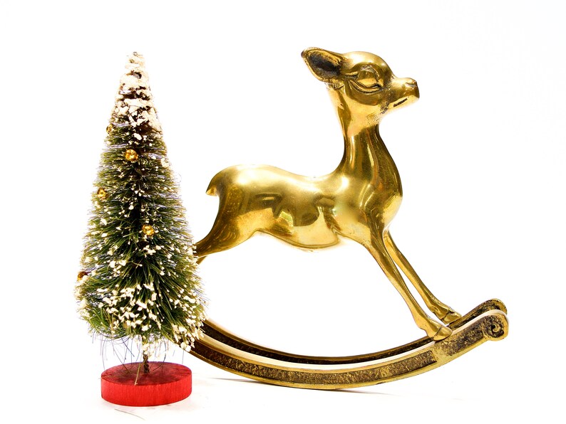 VINTAGE: Solid Brass Rocking Reindeer Figurine Brass - Etsy