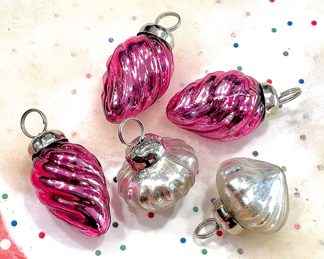 VINTAGE: 5pc - Small Thick Mercury Ornaments - Mid Weight Kugel Style ...