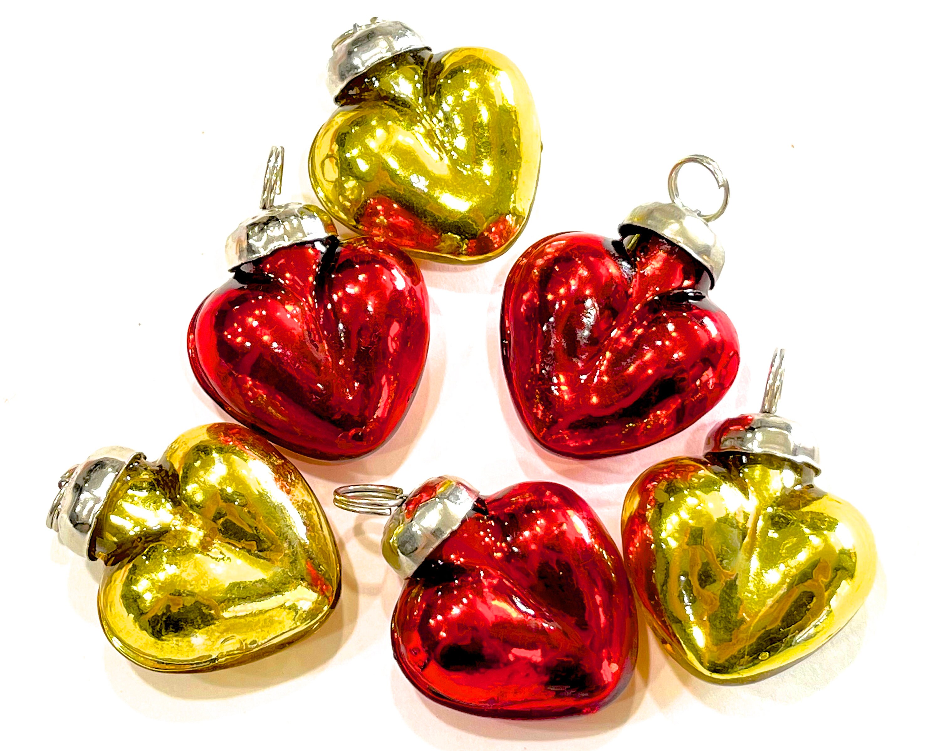 VINTAGE: 6pcs - Small Mercury Glass Heart Ornaments - Heart Pendants ...