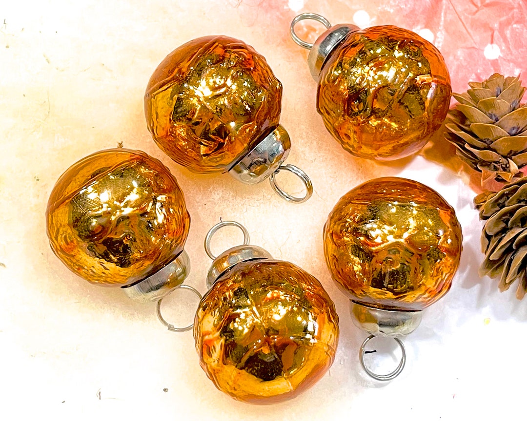 Vintage 5pc Small Thick Mercury Ornaments Mid Weight Kugel Style