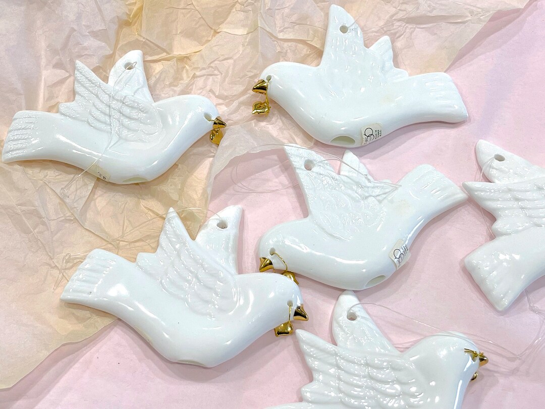 VINTAGE: 6pcs 1980s Dove Ornaments Dept 56 Bone China Ceramic Dove ...