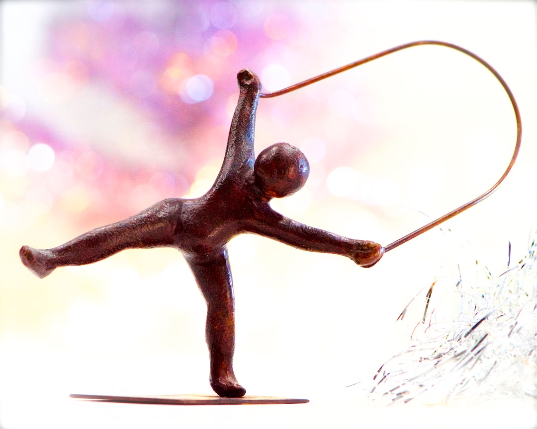 VINTAGE: Bronze Copper Jumping Rope Figurine - Statue - Handcrafted ...