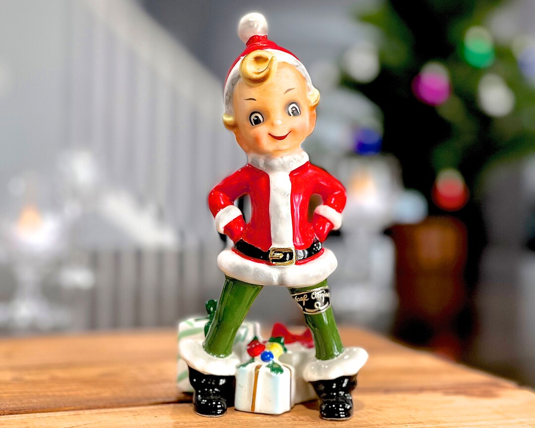 VINTAGE: RARE Josef Originals Christmas Elf Pixie Santa Suit Guarding ...