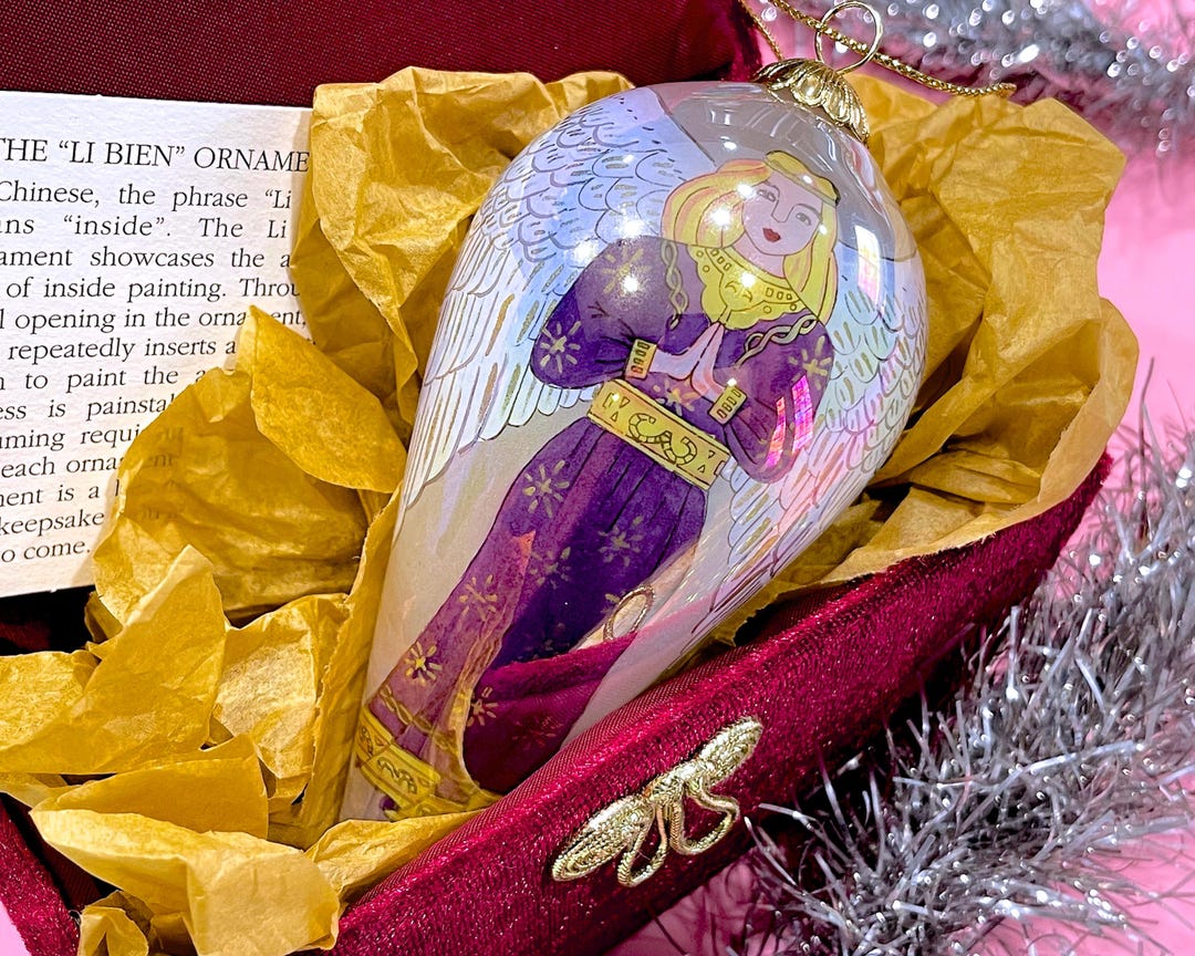 Vintage Li Bien Angel Ornament: Reverse Painted Glass, 2001, in Box - Etsy