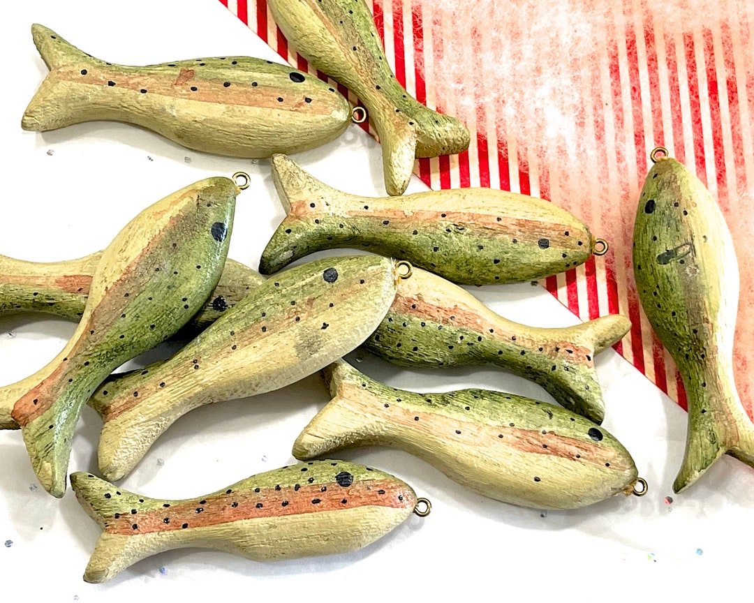 VINTAGE: 10pcs - 2.5" Wooden Fish Ornaments - Fishing - Under the Sea ...