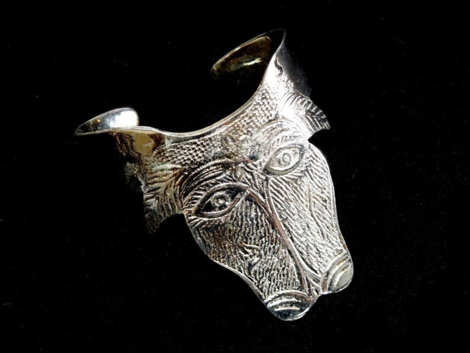 Deadstock VINTAGE: 1970s Silver Brass Bull Cow Cuff Unique, Boho, Gipsy ...