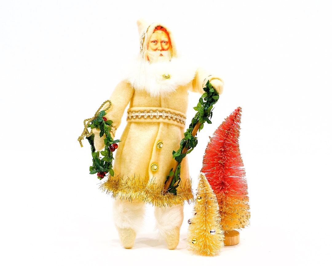 VINTAGE: 10.75 Large Santa Clause Doll Ornament White Christmas Old ...