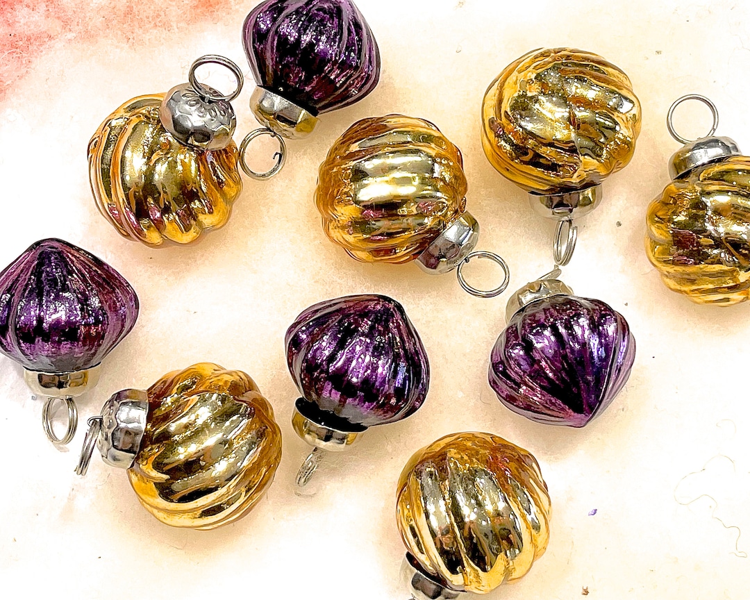 VINTAGE: 5pc - Small Thick Mercury Glass Ornaments - Kugel Style ...