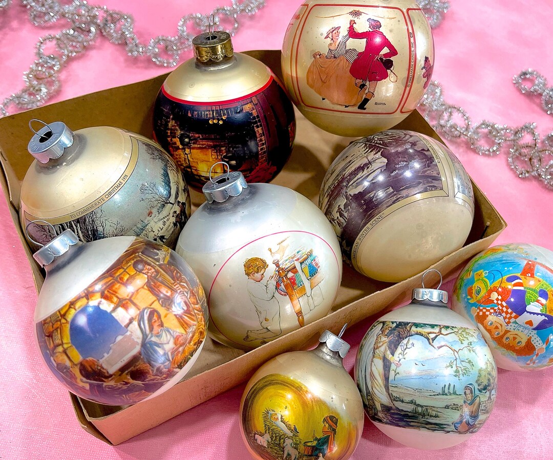 Vintage Hallmark Glass Christmas Ornaments - 1970s-80s, Set of 9 - Etsy