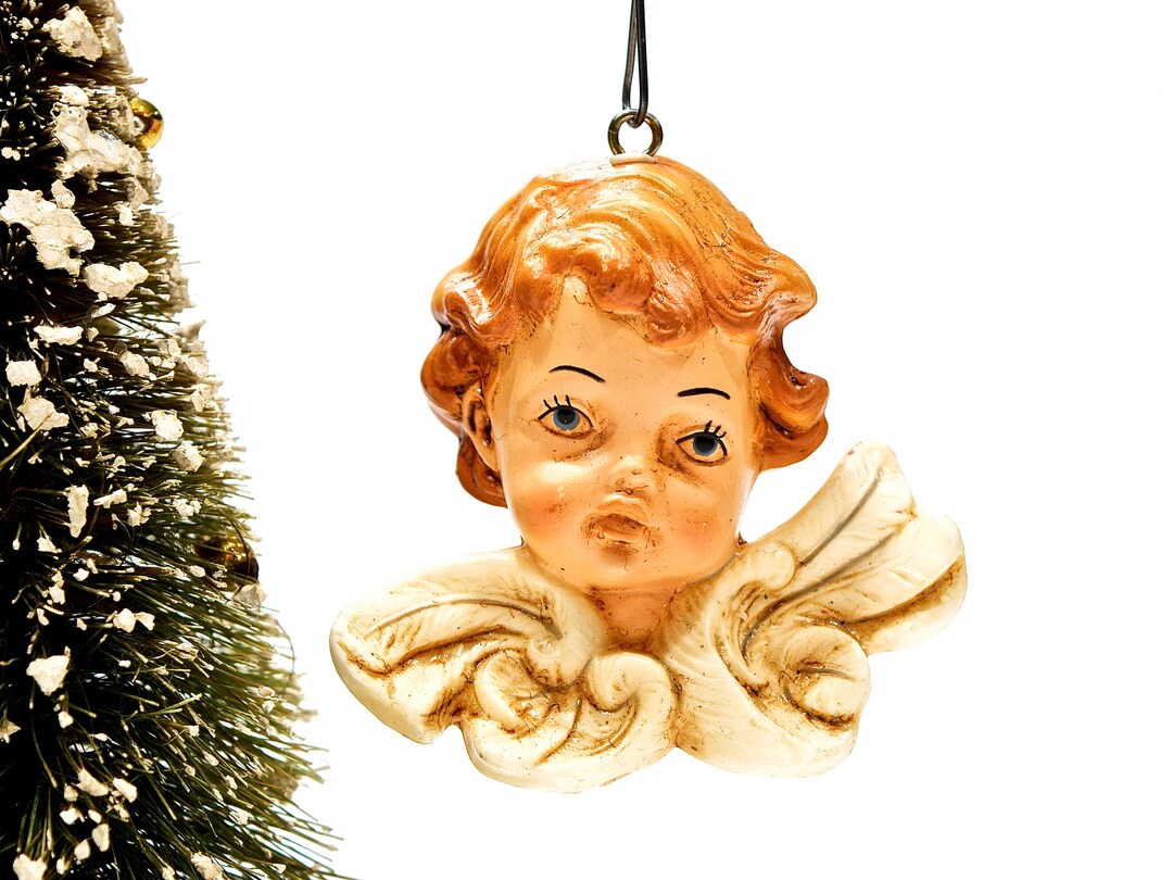VINTAGE: Hard Plastic Angel Ornament - Tree Ornament - Angel Bust - SKU ...