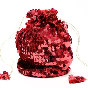 VINTAGE: Sequined Gift Bag Pouch Gift Bags Gift Wrapping Pink Bag Made ...