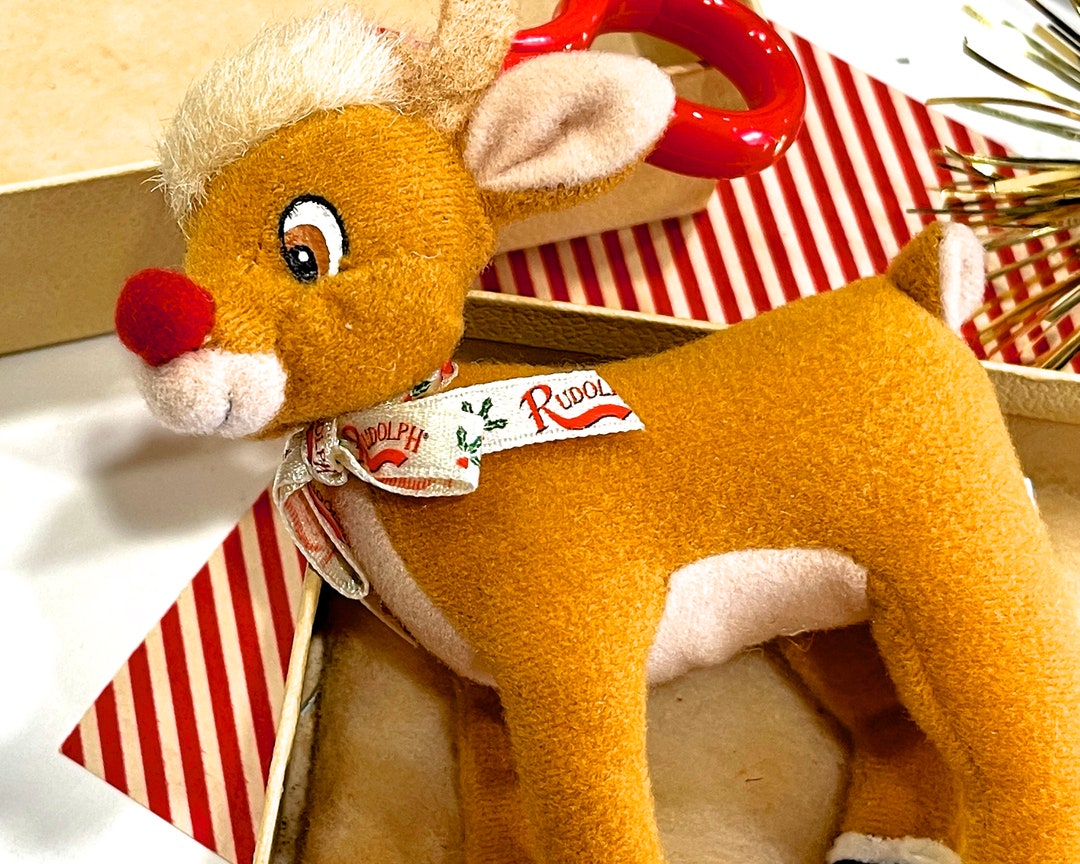 VINTAGE: Stuffed Rudolph With Hook - Hanging Ornament - Christmas ...