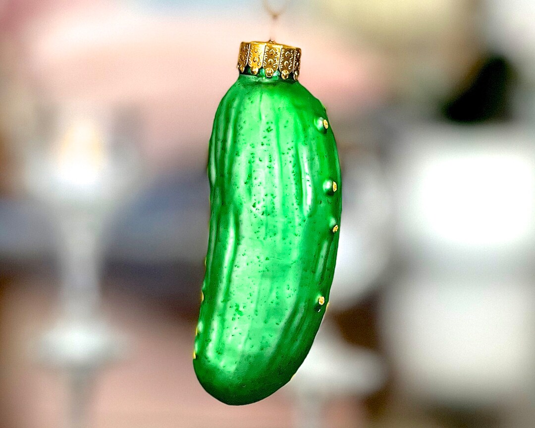 VINTAGE: Glass Pickle Ornament Blown Glass Ornament Good Luck Ornament ...