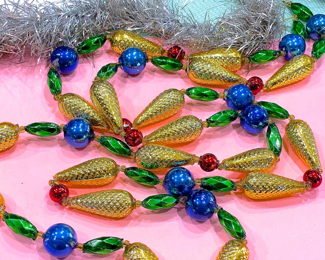 Vintage Mercury Glass Tree Garland: 68" Radko Style Bead Garland - Etsy