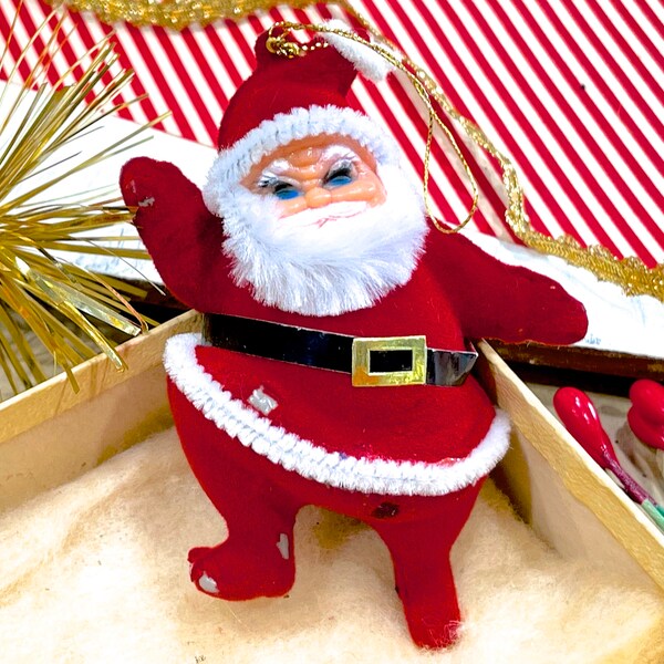 Flocked Santa - Etsy