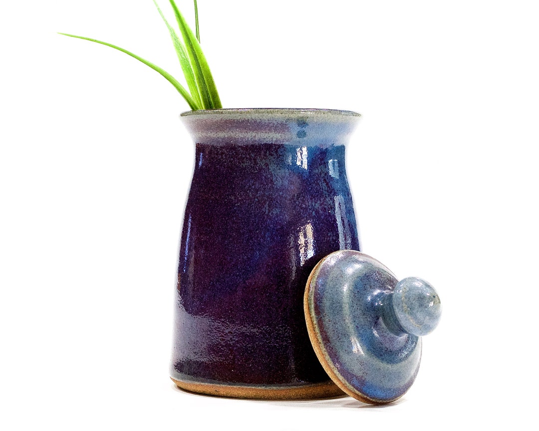 Vintage Signed Studio Pottery Jar With Lid: Glazed Stoneware Container ...