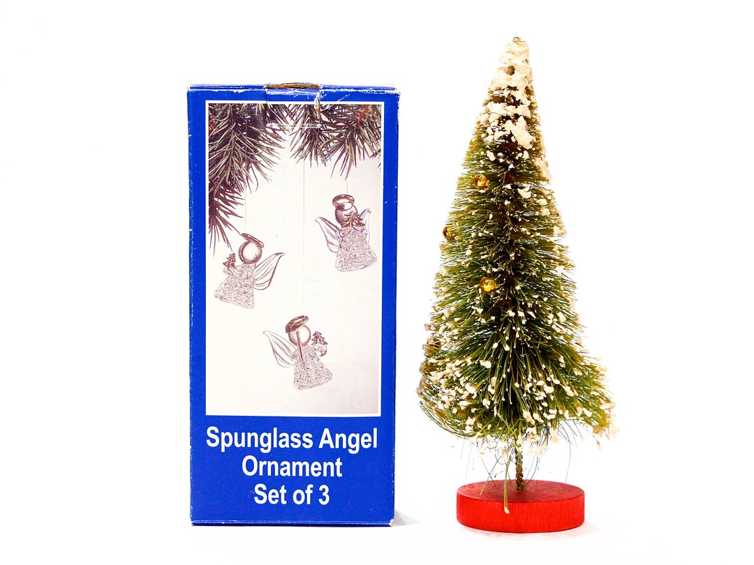 VINTAGE: 3 Small Spunglass Angels in Box - Spun Glass - Glass Ornaments ...