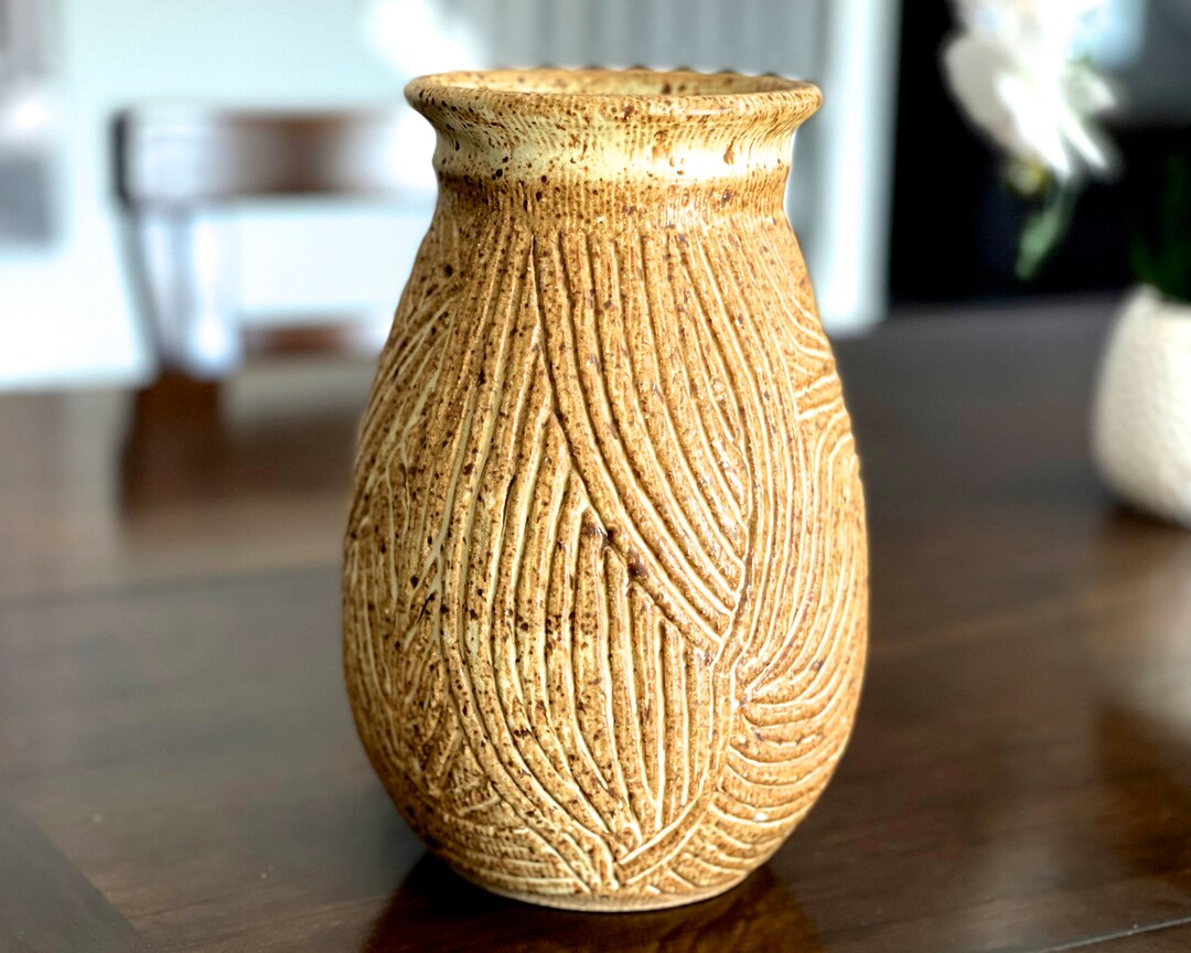 Vintage Signed Studio Pottery Vase: 1980s Handcrafted Stoneware - Etsy